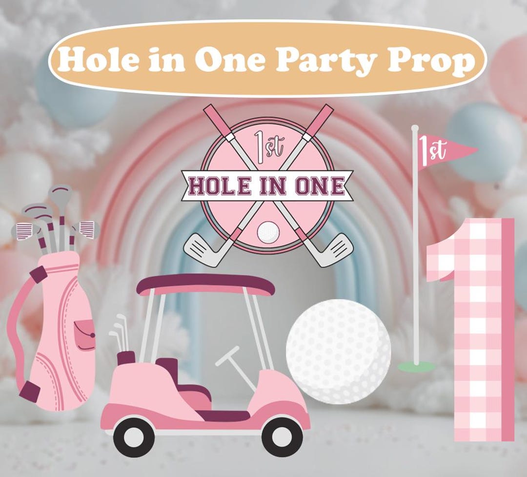 Pastel Pink Golf Cutout, Hole in One, Pink Golf Cart, Golf Themed Party ...