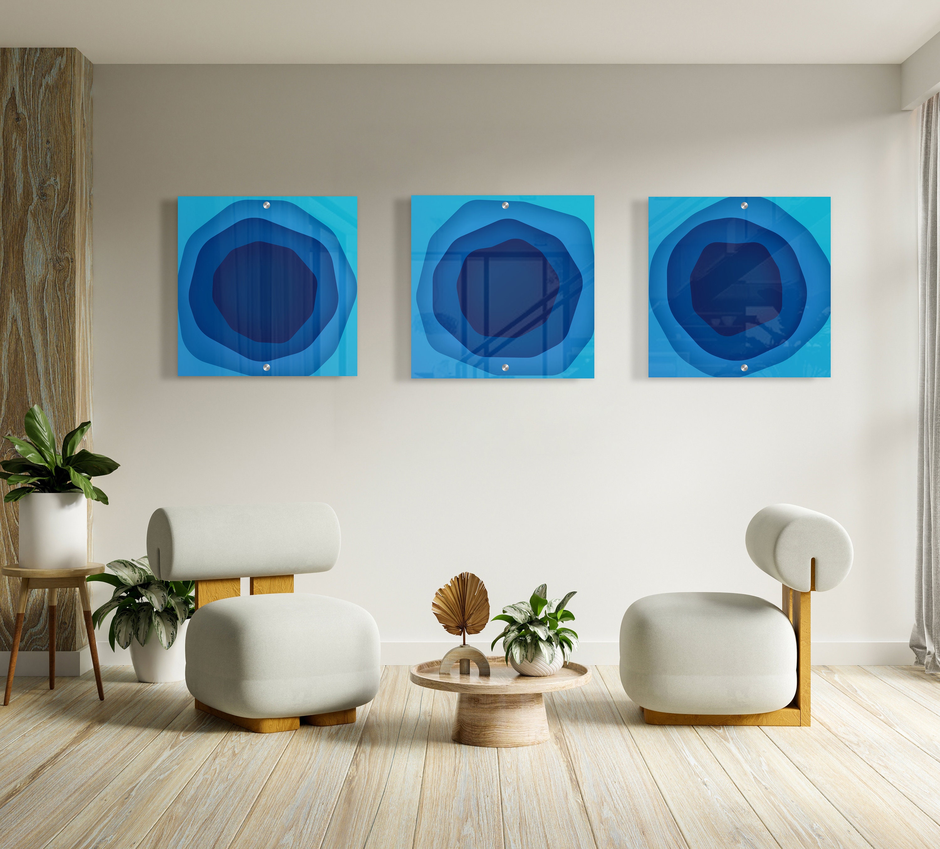 3D Layered Art Set of 3 Pop Art Contemporary Wall Art Blue - Etsy