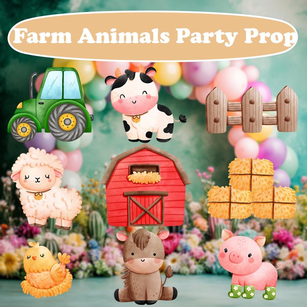 Farm Animals Party Prop, Farm Animals Theme Baby Shower, Farm Animals ...