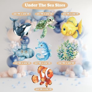 Under the Sea Cutouts, Sea Animals Props, Underwater Theme Party, Sea ...