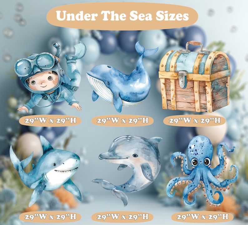 Under the Sea Cutouts, Sea Animals Props, Underwater Theme Party, Sea ...