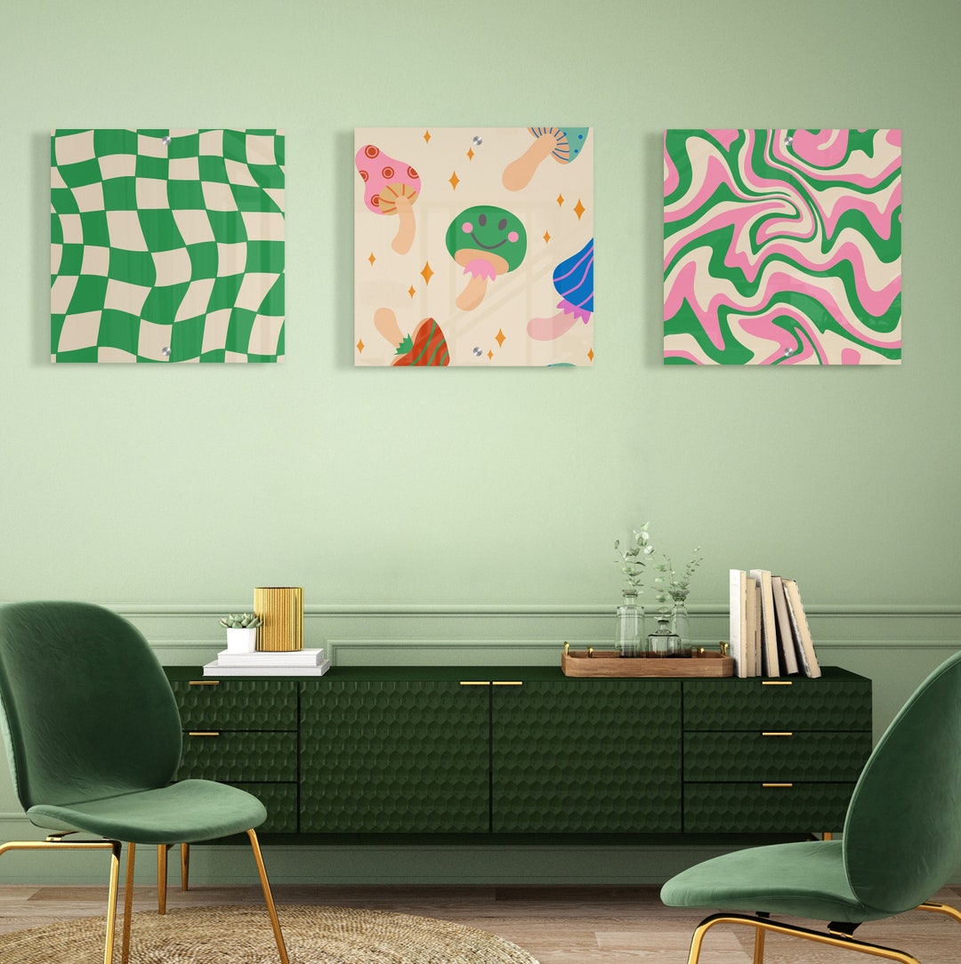 Pop Art Set of 3, Hippie Print, Contemporary Art, Prints, Geometric ...