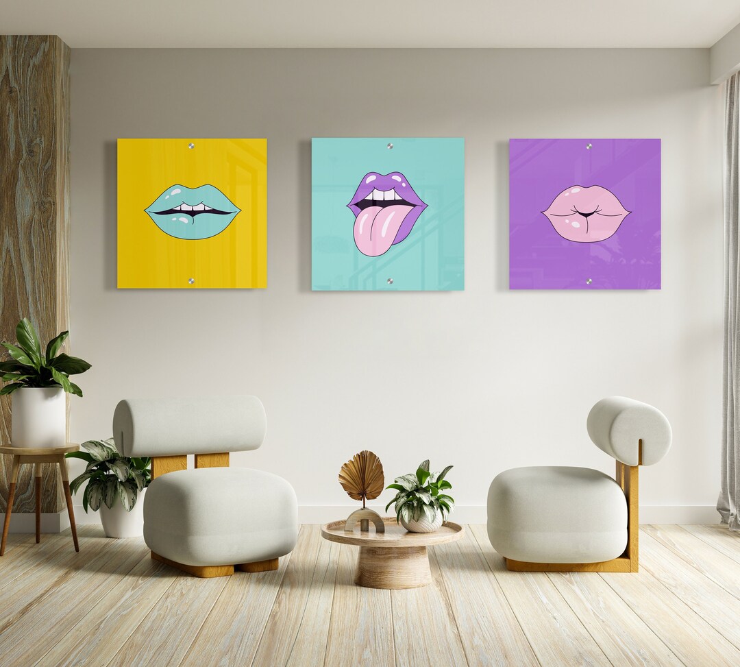 Pop Art Set of 3 Lip Wall Decor Contemporary Wall Art Art - Etsy
