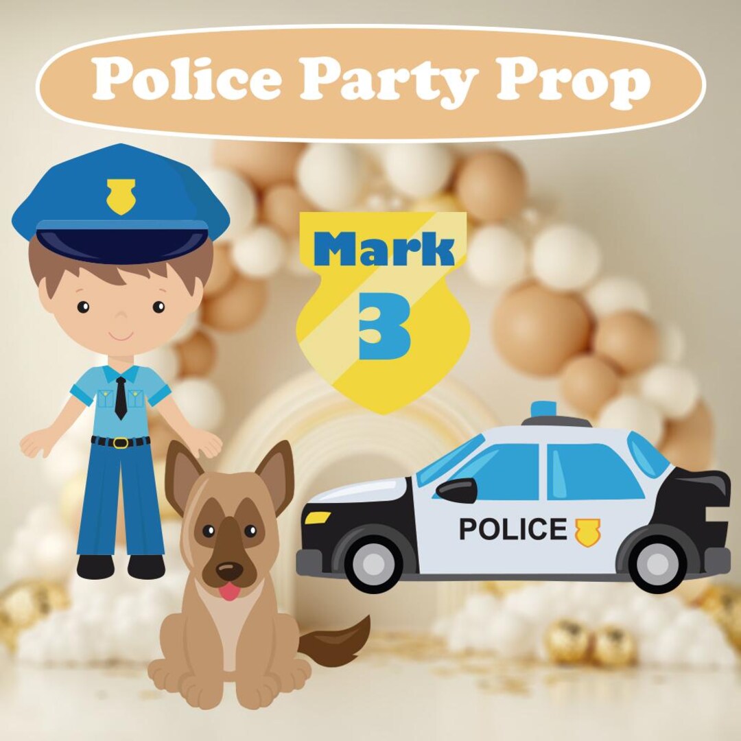 Police Party Cutout Props: Officer, Car, Dog & Badge - Lawn Sign Decor ...