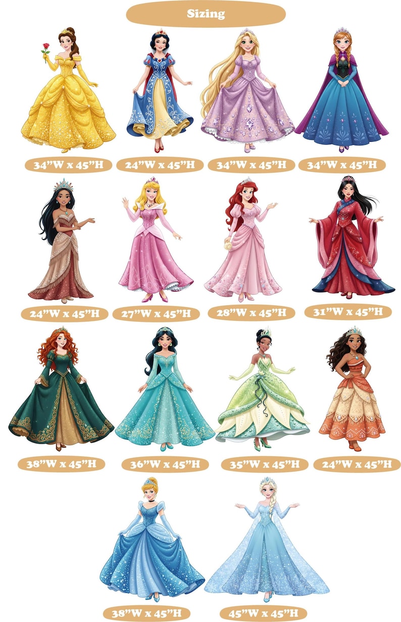 Disney Princess Cutouts, Party Props, Fantasy Decor, Baby Shower ...