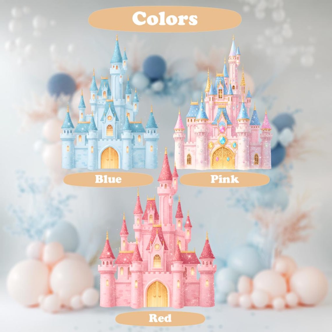 Princess Castle Cutouts, Princess Party Backdrop, Fantasy Decor, First ...