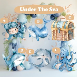 Under the Sea Cutouts, Sea Animals Props, Underwater Theme Party, Sea ...