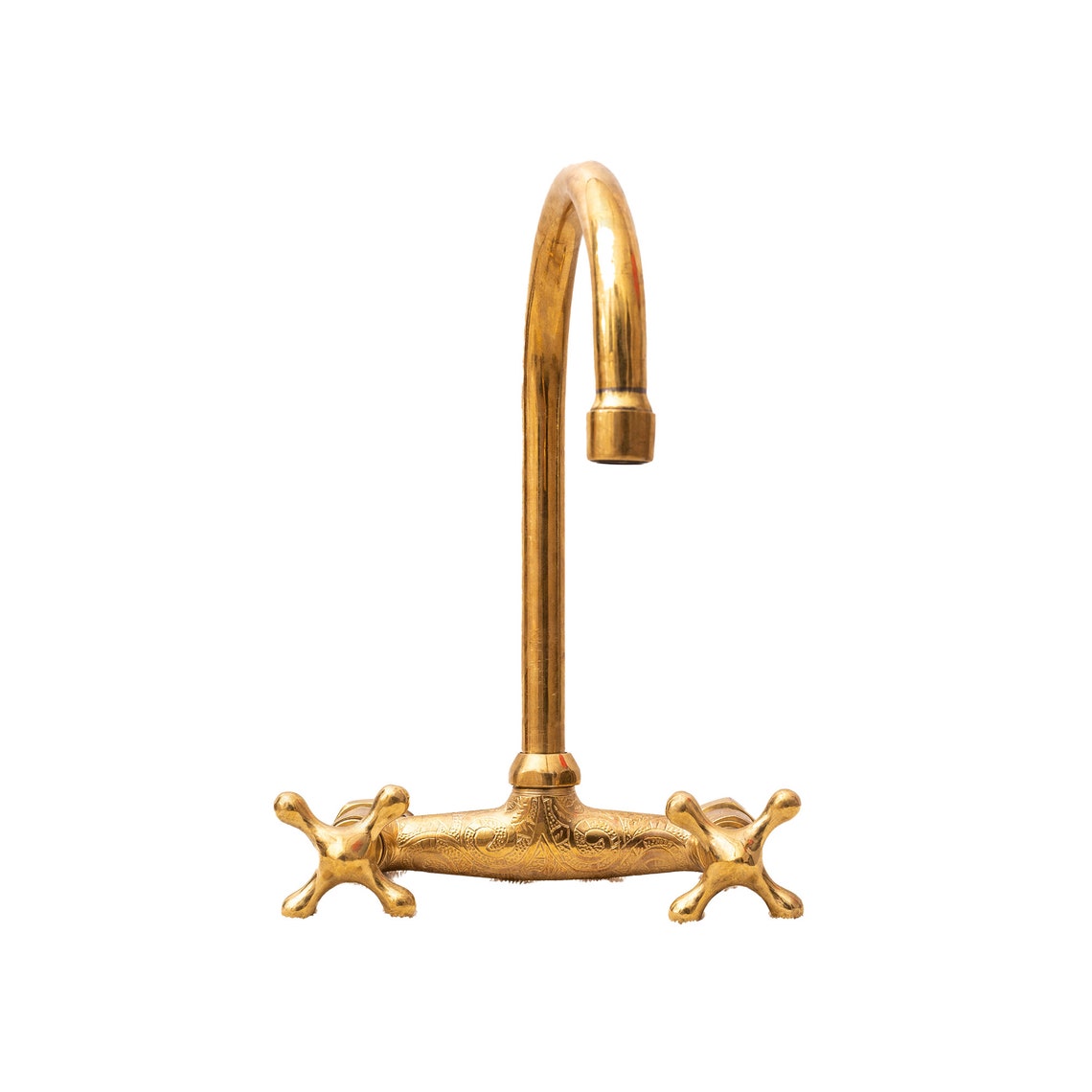 Vessel and Kitchen Sink Wall Mounted Faucet, Unlaquered Gooseneck Tap ...