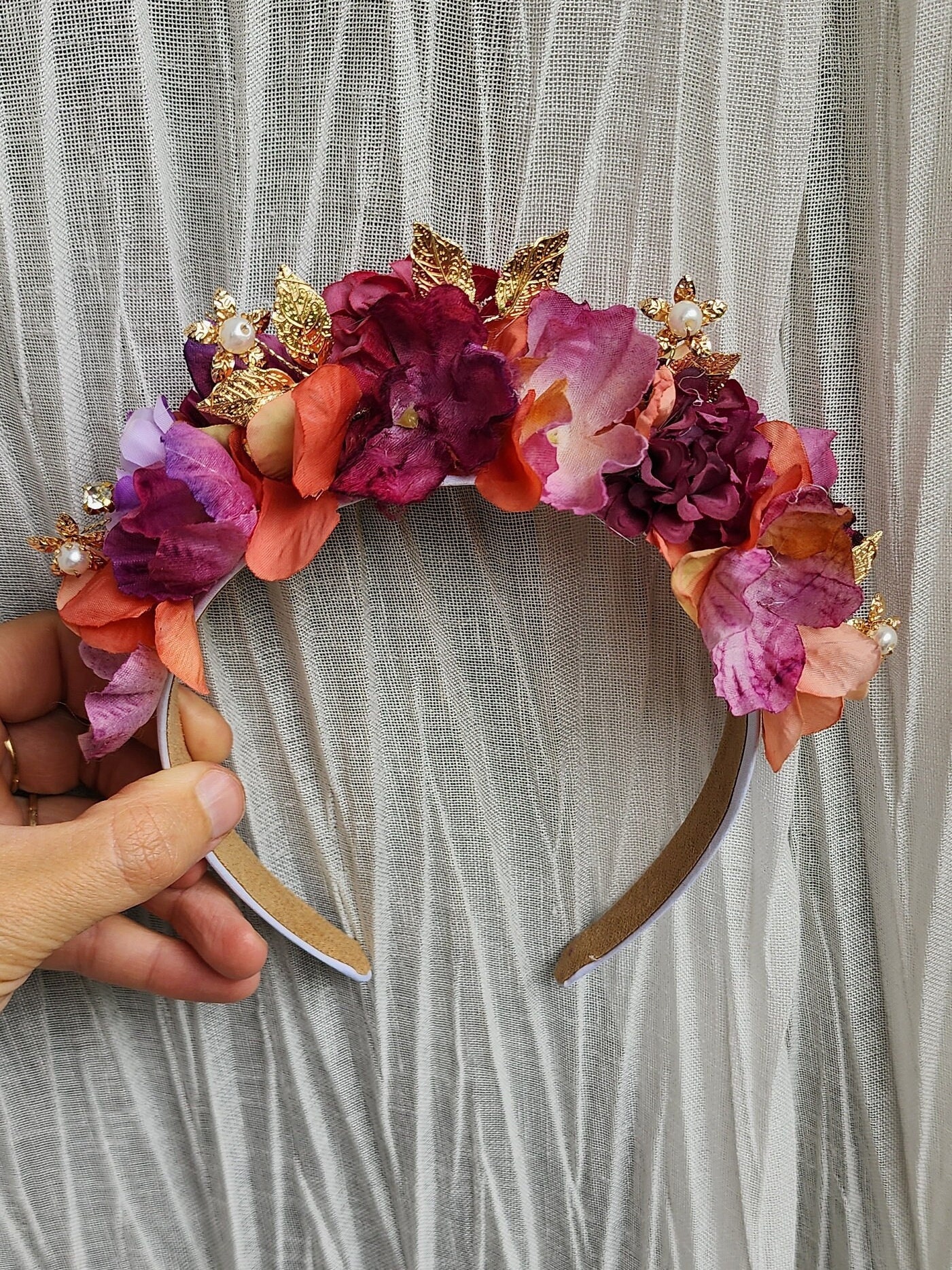 Races Headband Fascinator Flower Crown Melbourne Cup Rose Gold Pink ...