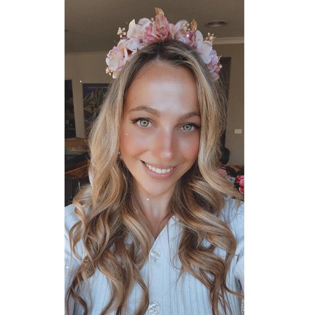 Races Headband Fascinator Flower Crown Melbourne Cup Rose Gold Pink ...