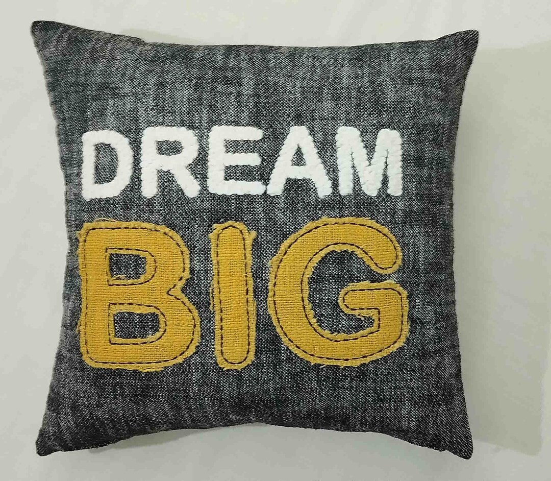 Hand Crafted Patchwork and Writing Embroidery Cushion on Cotton ...
