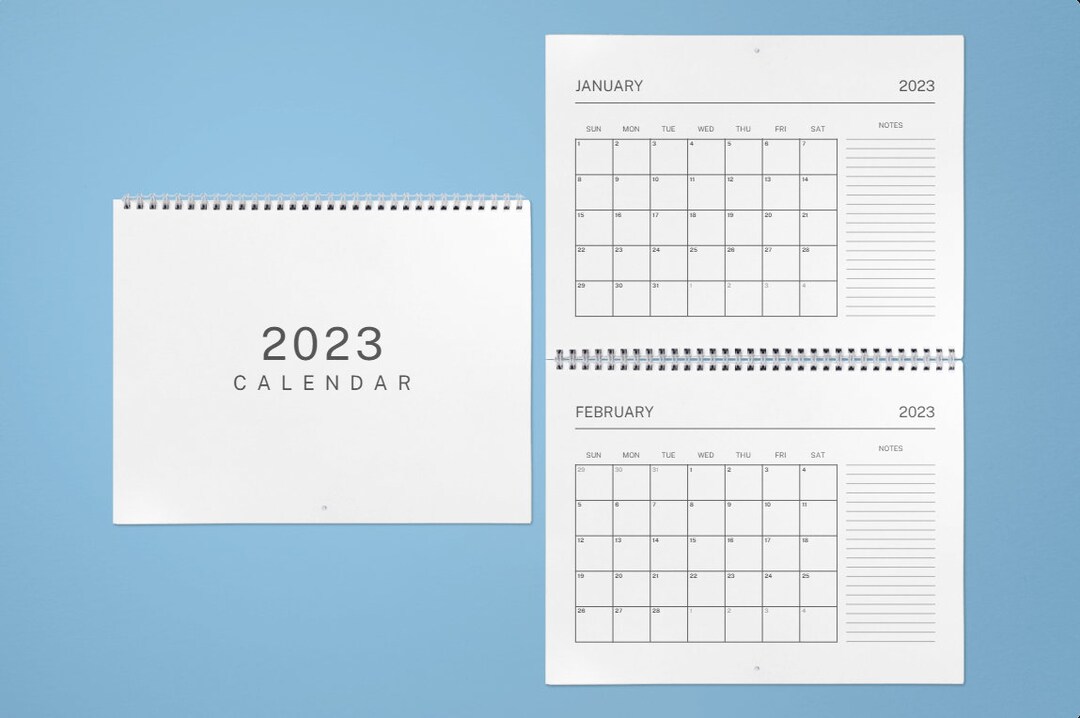 Printable 2023 Minimal Calendar With Notes - Etsy