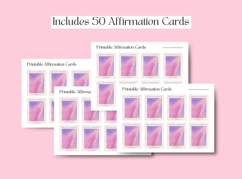 50 Positive Affirmations-printable Digital Affirmation Cards-slef-love ...