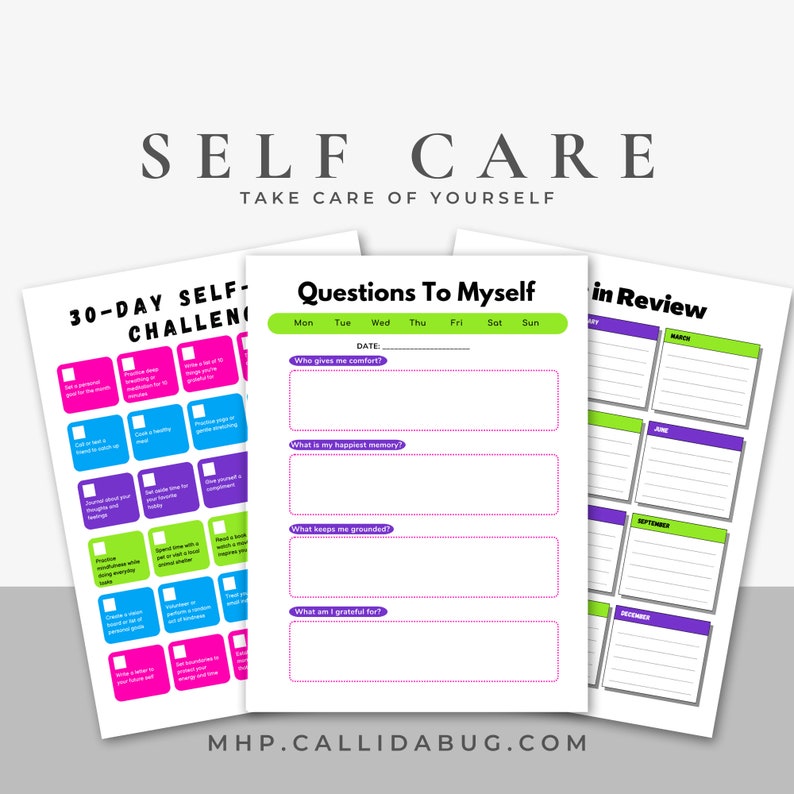 Self Care Planner Printable With Daily Self Reflection, Gratitude ...
