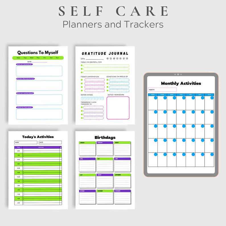 Mindfulness Planner Printable, Self Care and Goal Setting Journal With ...