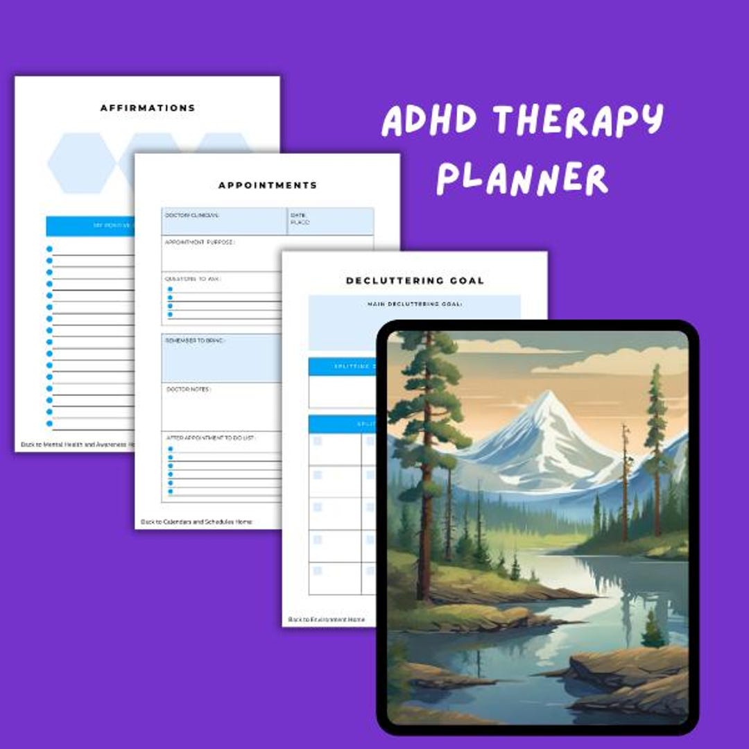 Adhd-friendly Hyperlinked Digital Planner |mental Health Journal for ...