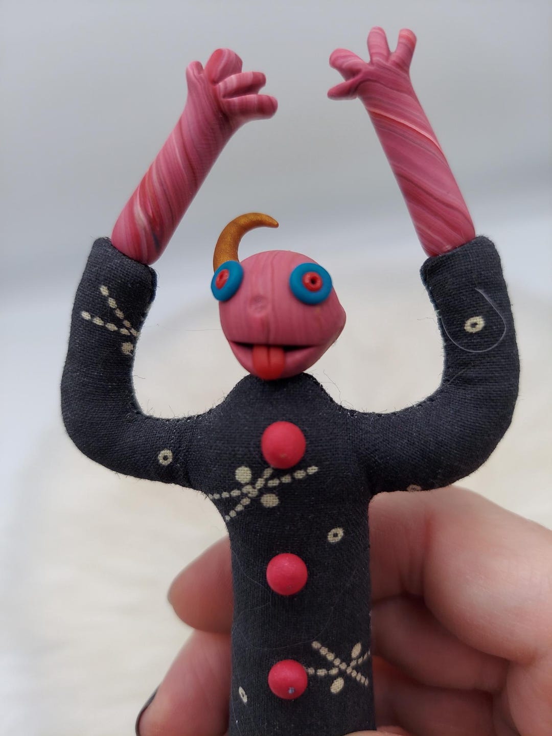 Vintage 1995 Signed Deborah Banyas Dancing Red & Black Hanging Devil ...