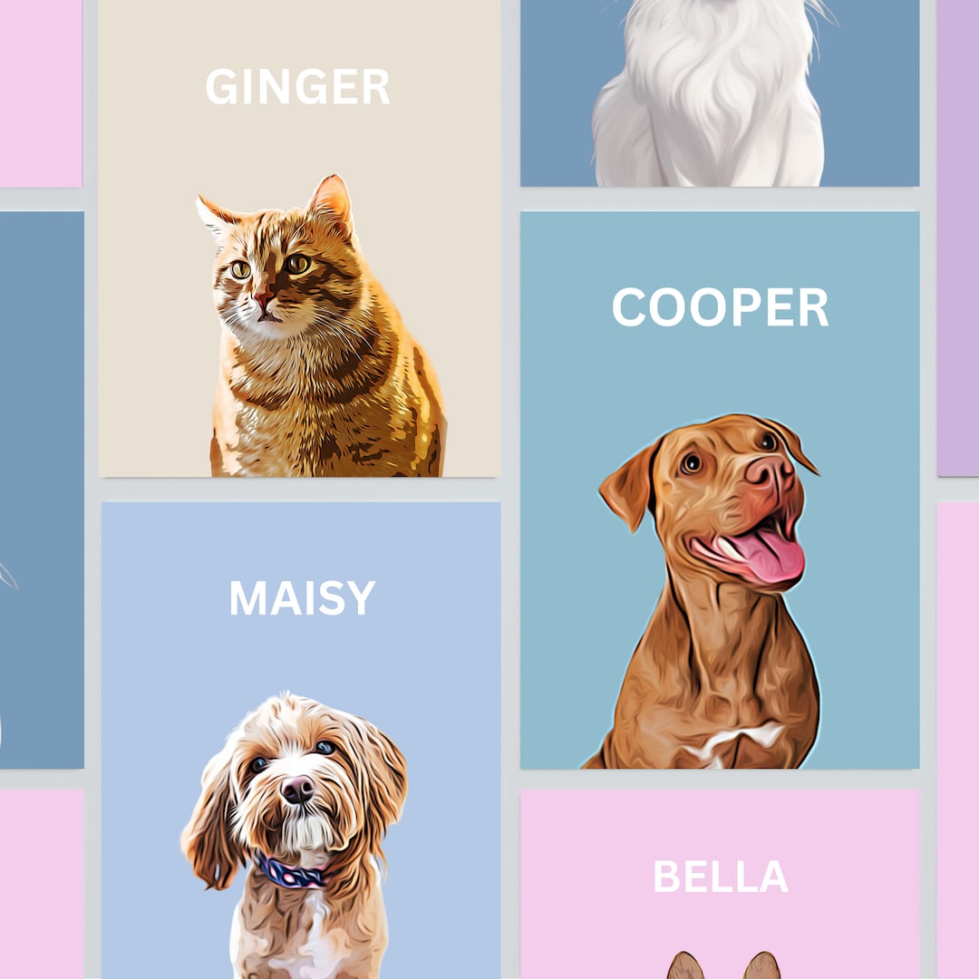 Custom Pet Portrait Custom Dog Poster Printable Digital Pet Portrait ...