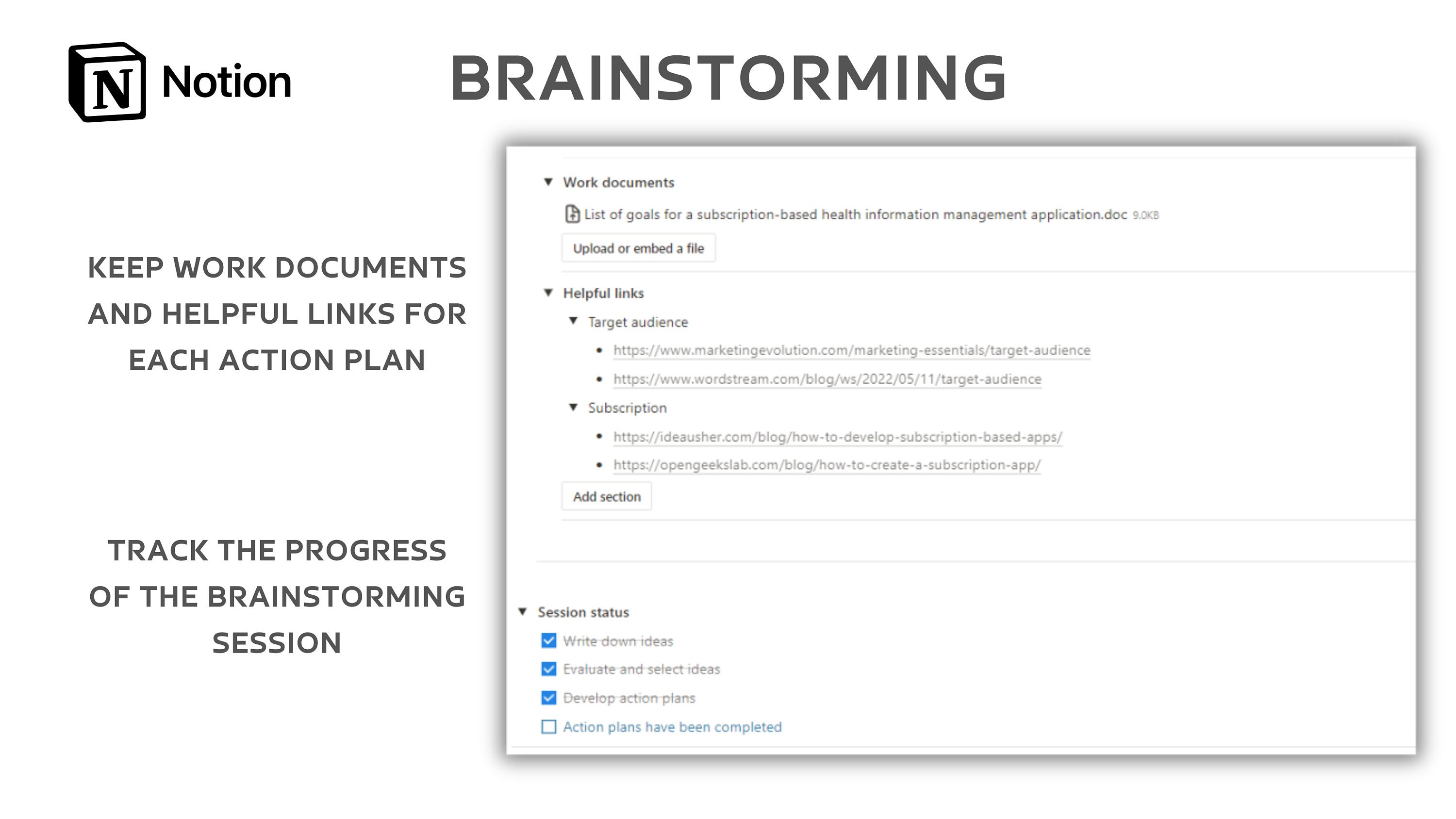 Notion Template | Notion Dashboard | Brainstorming | Brainstorm Template | Notion Template ...
