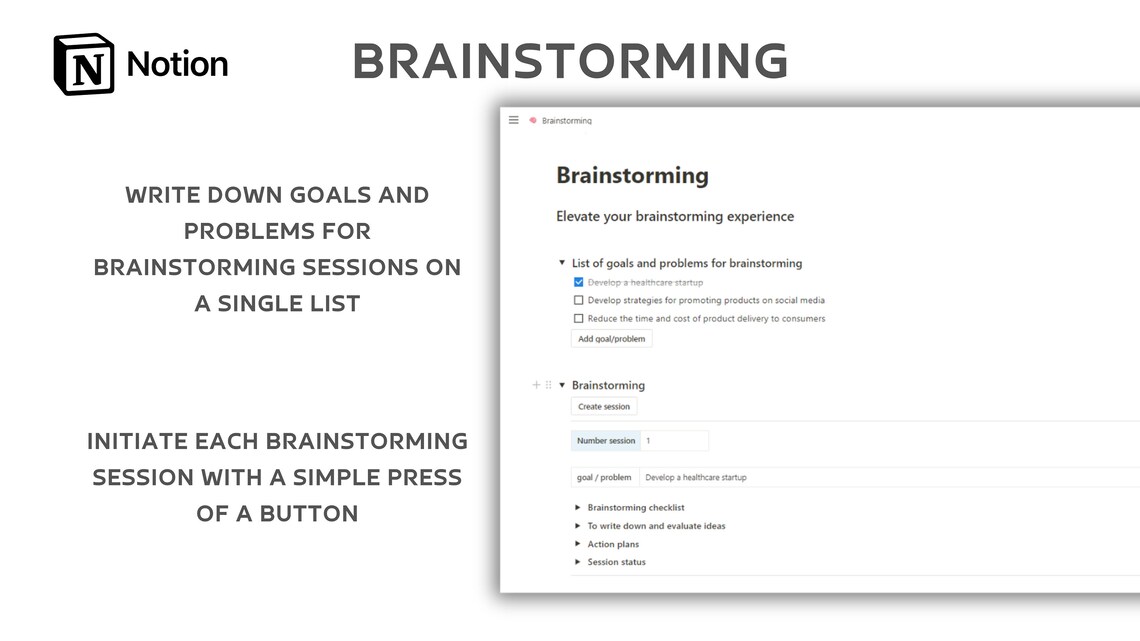 Notion Template | Notion Dashboard | Brainstorming | Brainstorm Template | Notion Template ...
