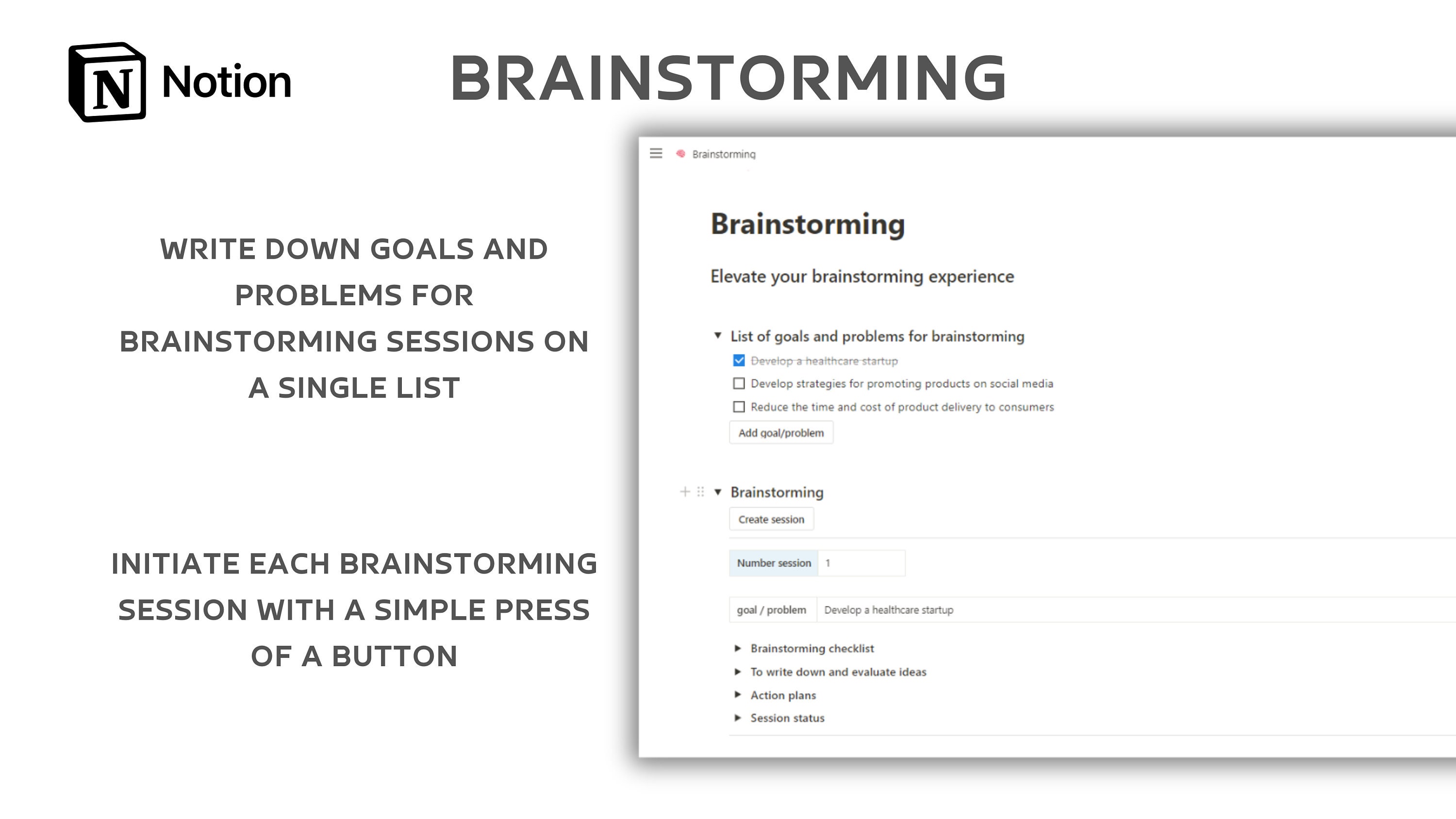 Notion Template | Notion Dashboard | Brainstorming | Brainstorm Template | Notion Template ...
