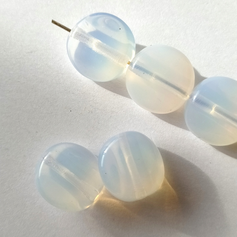 5 White Semi-transparent Glass Beads - Etsy