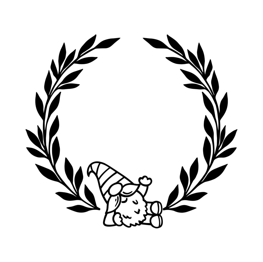Gnome Gonk Wreath Silhouette Matte Black Permanent Vinyl Decal Sticker ...