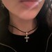 Silver Bejeweled Cross Choker - Etsy