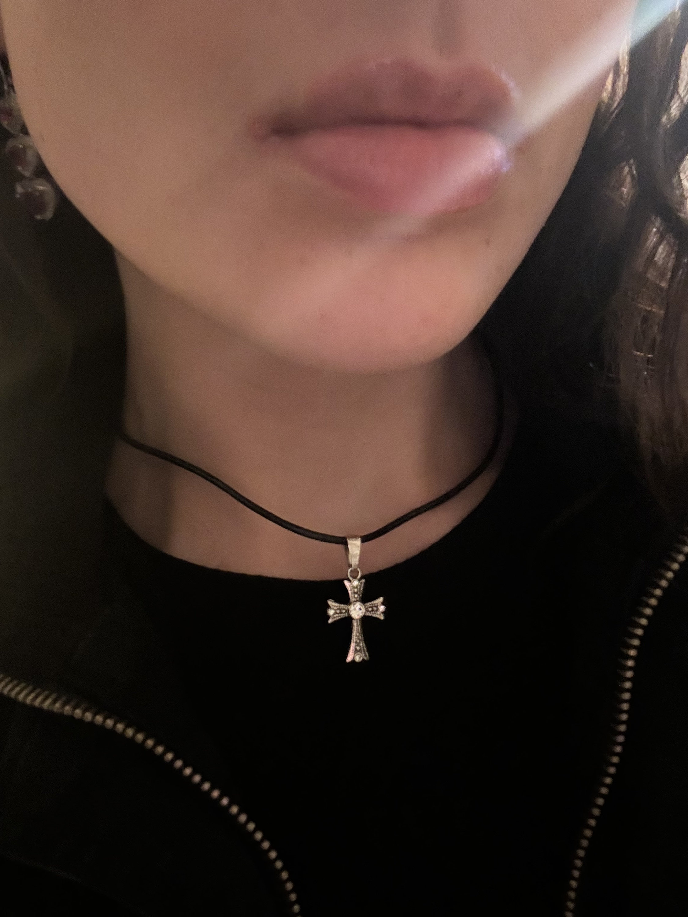 Silver Bejeweled Cross Choker - Etsy