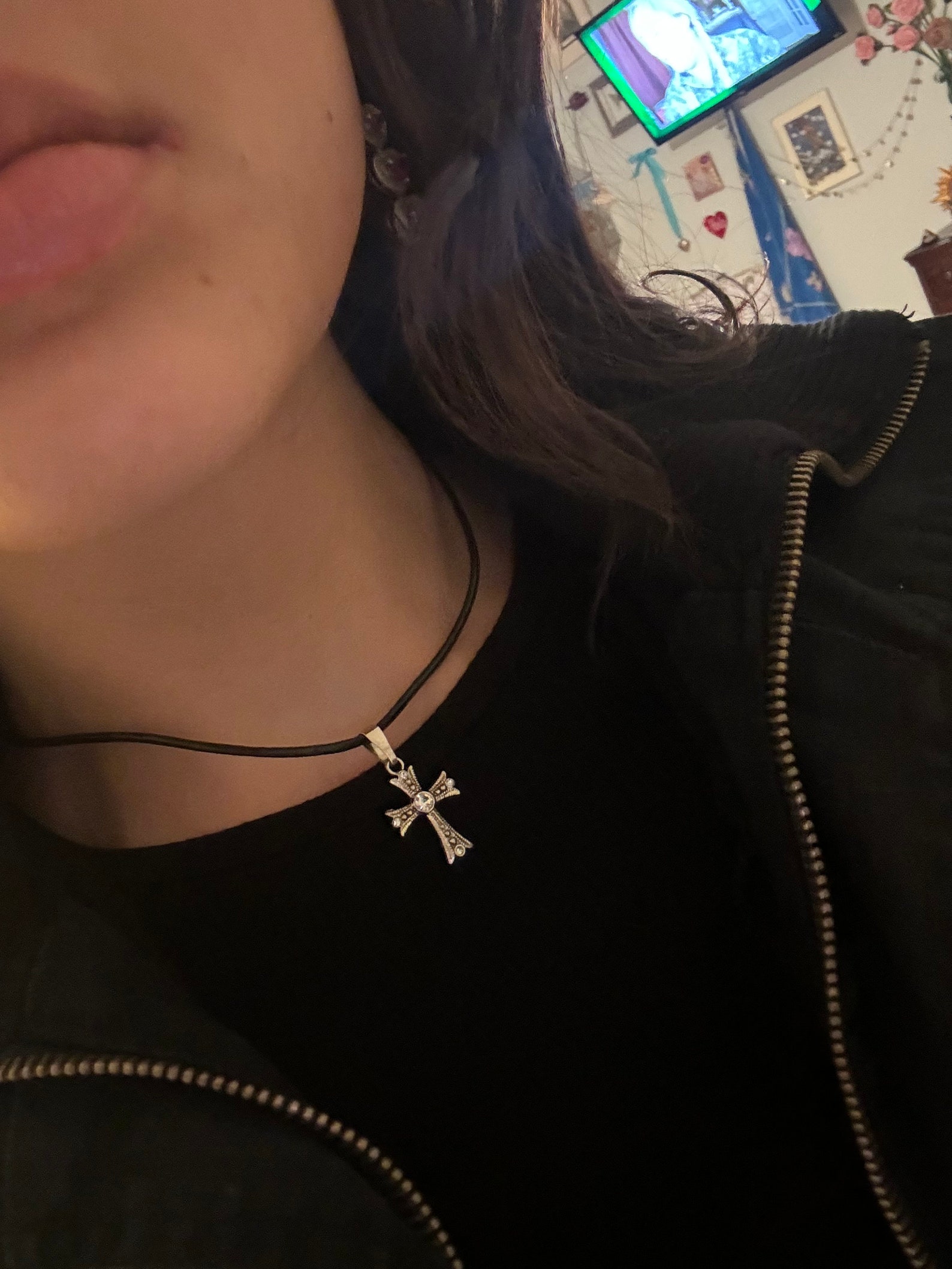 Silver Bejeweled Cross Choker - Etsy