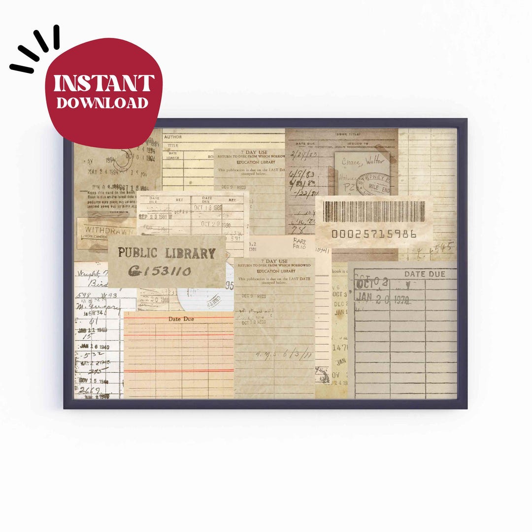 Vintage Library Card Collage Art: Dark Academia Poster (digital ...