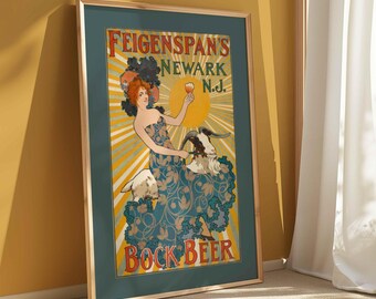 Printable Commercial Poster - Feigenspan's Bock Beer. (digital Download ...