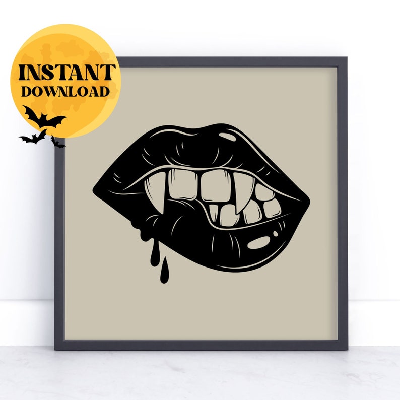 Vampire Fangs Wall Art | Halloween Printable, Spooky Decor, Digital ...