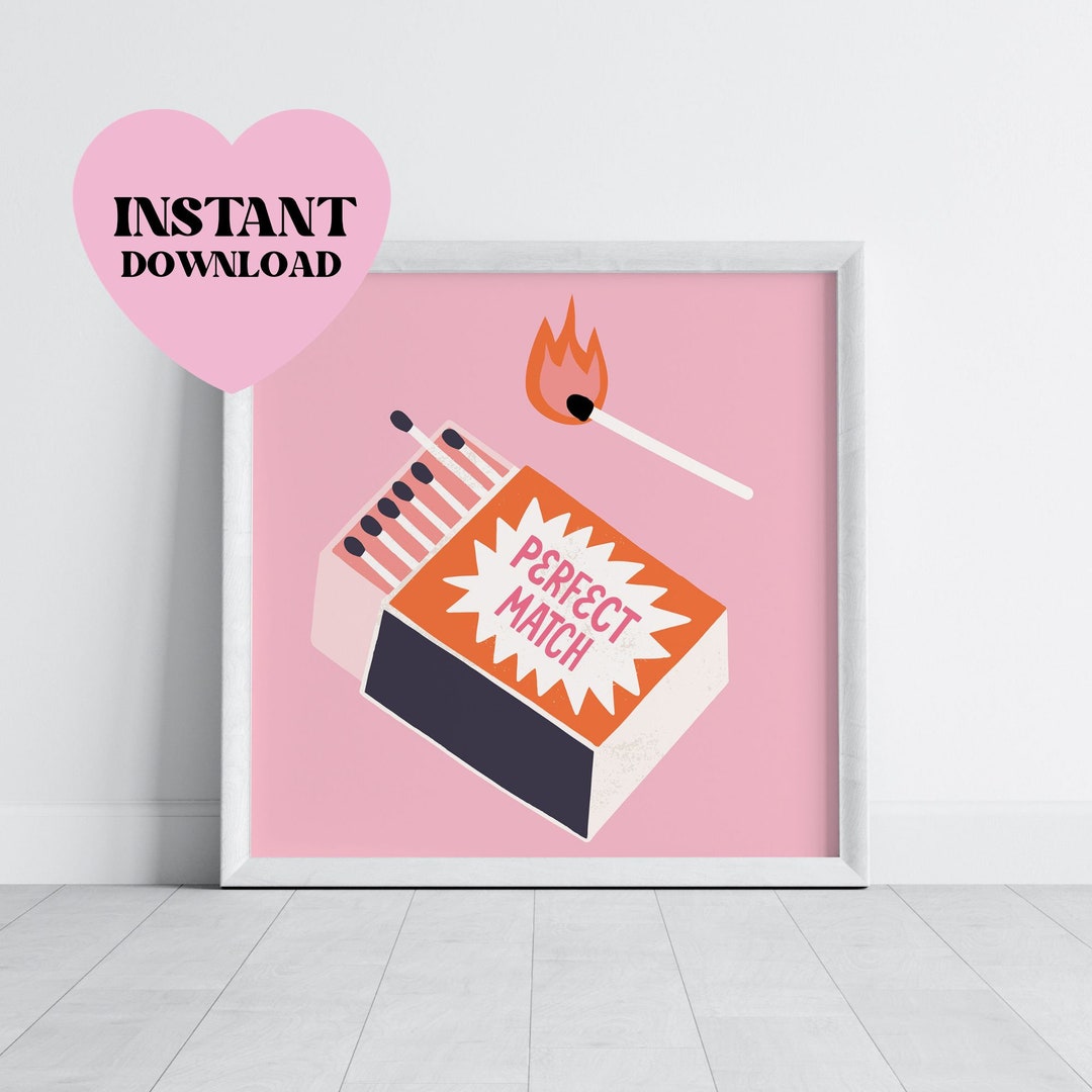 Perfect Match Wall Art Valentine's Day Wall Art, Digital Download ...