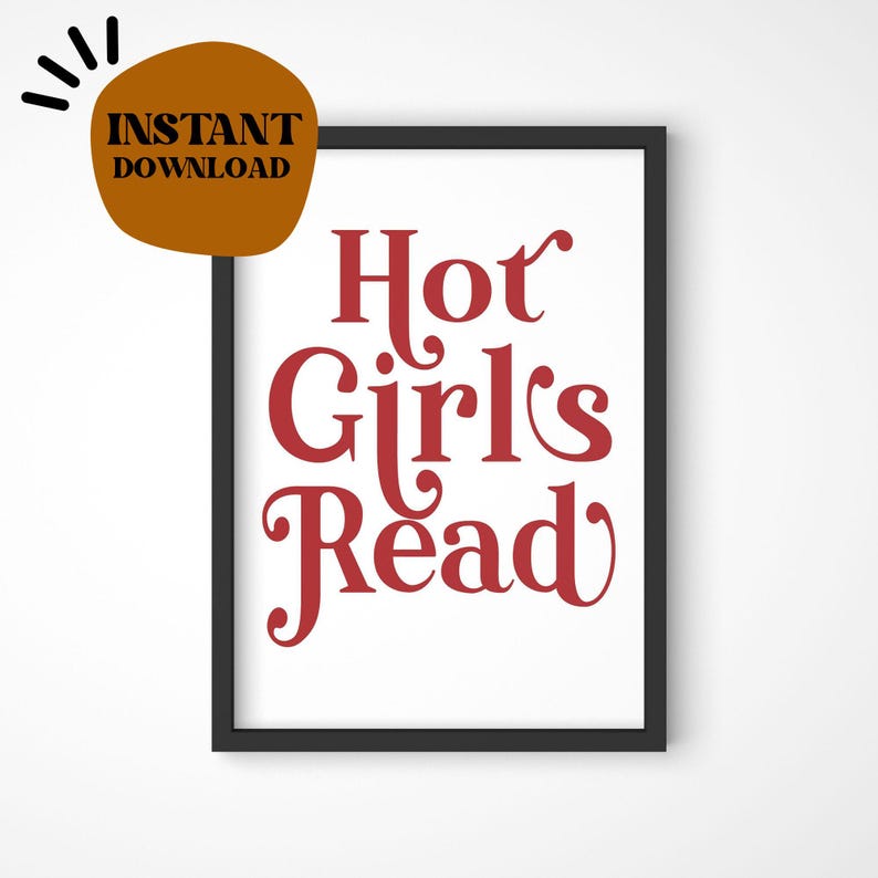 Hot Girls Read Poster: Red Retro Typography Print (digital Download) - Etsy