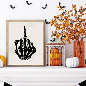 Skeleton Middle Finger Wall Art | Halloween Printable, Spooky Decor ...