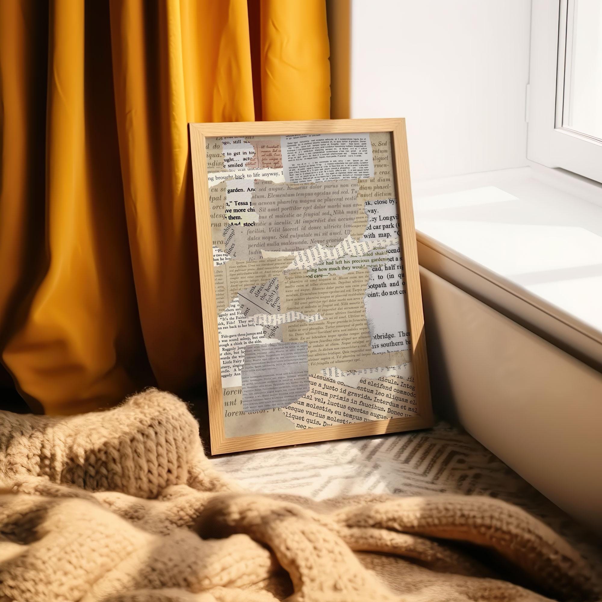 Vintage Book Paper Collage Wall Art | Digital Download Artwork ...