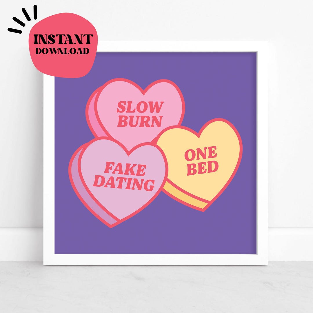 Book Trope Conversation Hearts Wall Art Digital Download Artwork, Book ...