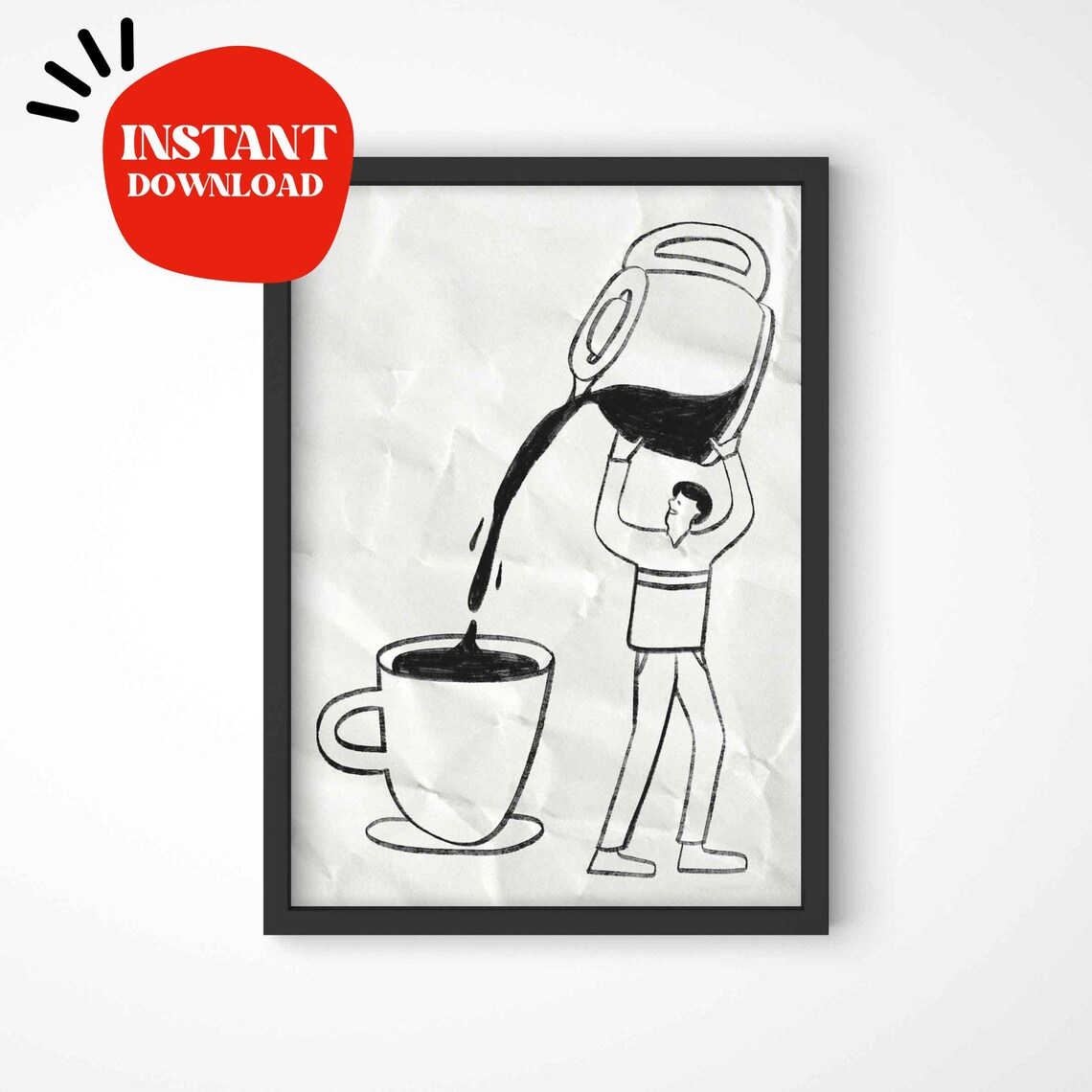 Surreal Coffee Sketch Print: Hand-drawn Coffee Bar Art (digital ...