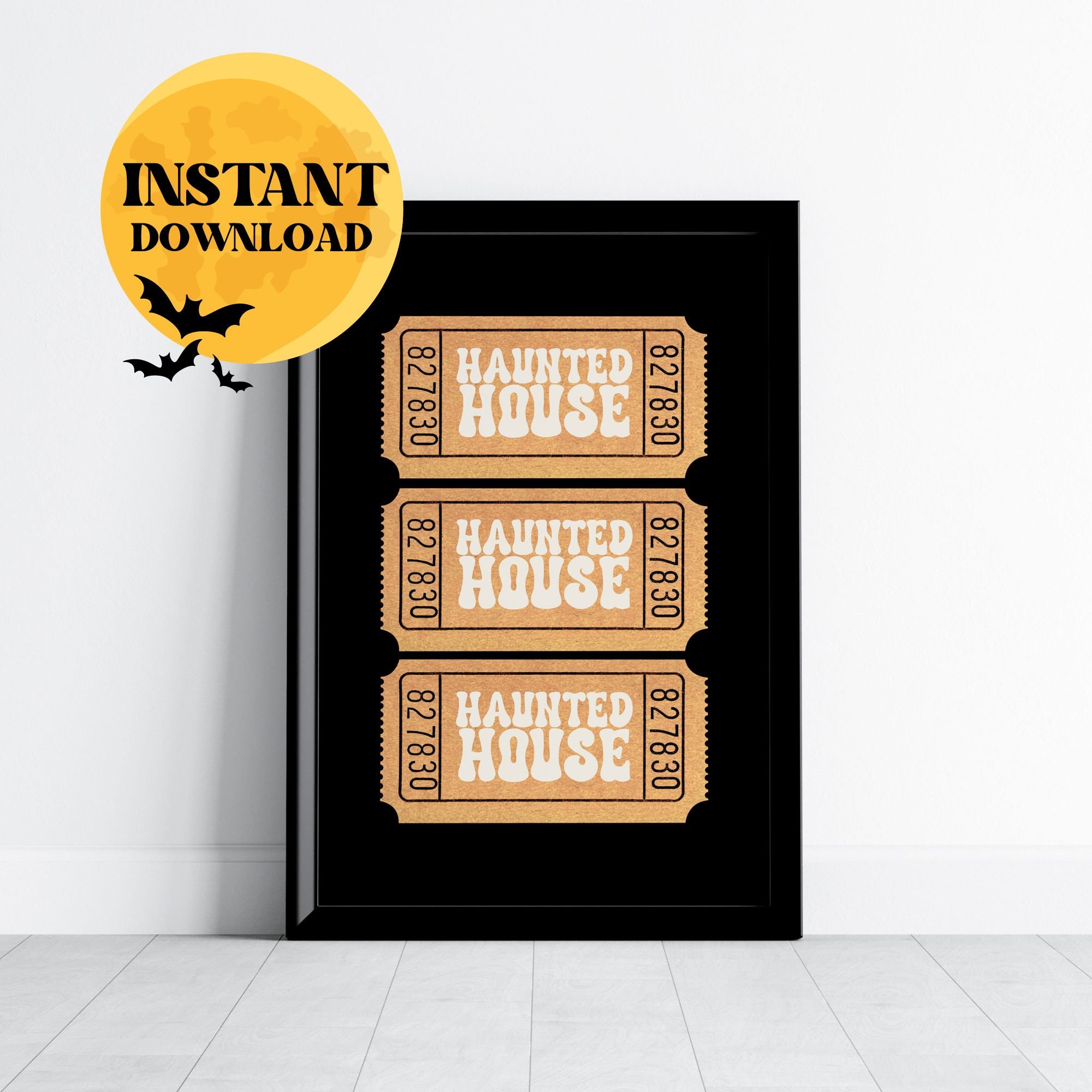 Haunted House Tickets Wall Art Halloween Printable, Spooky Decor ...