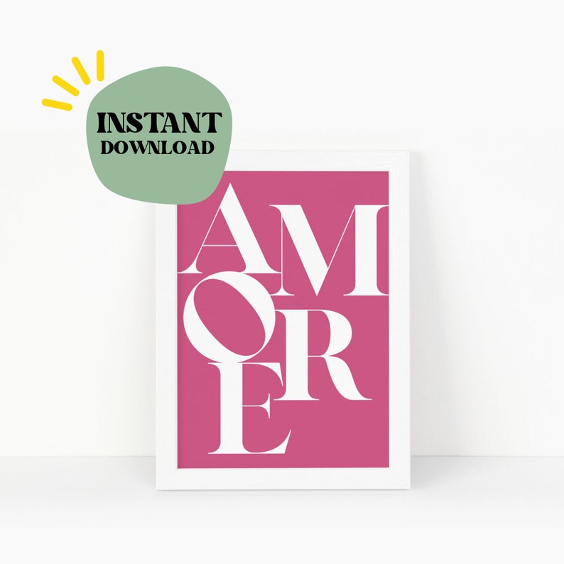 Amore Wall Art Typography Poster, Digital Download Artwork, Printable ...
