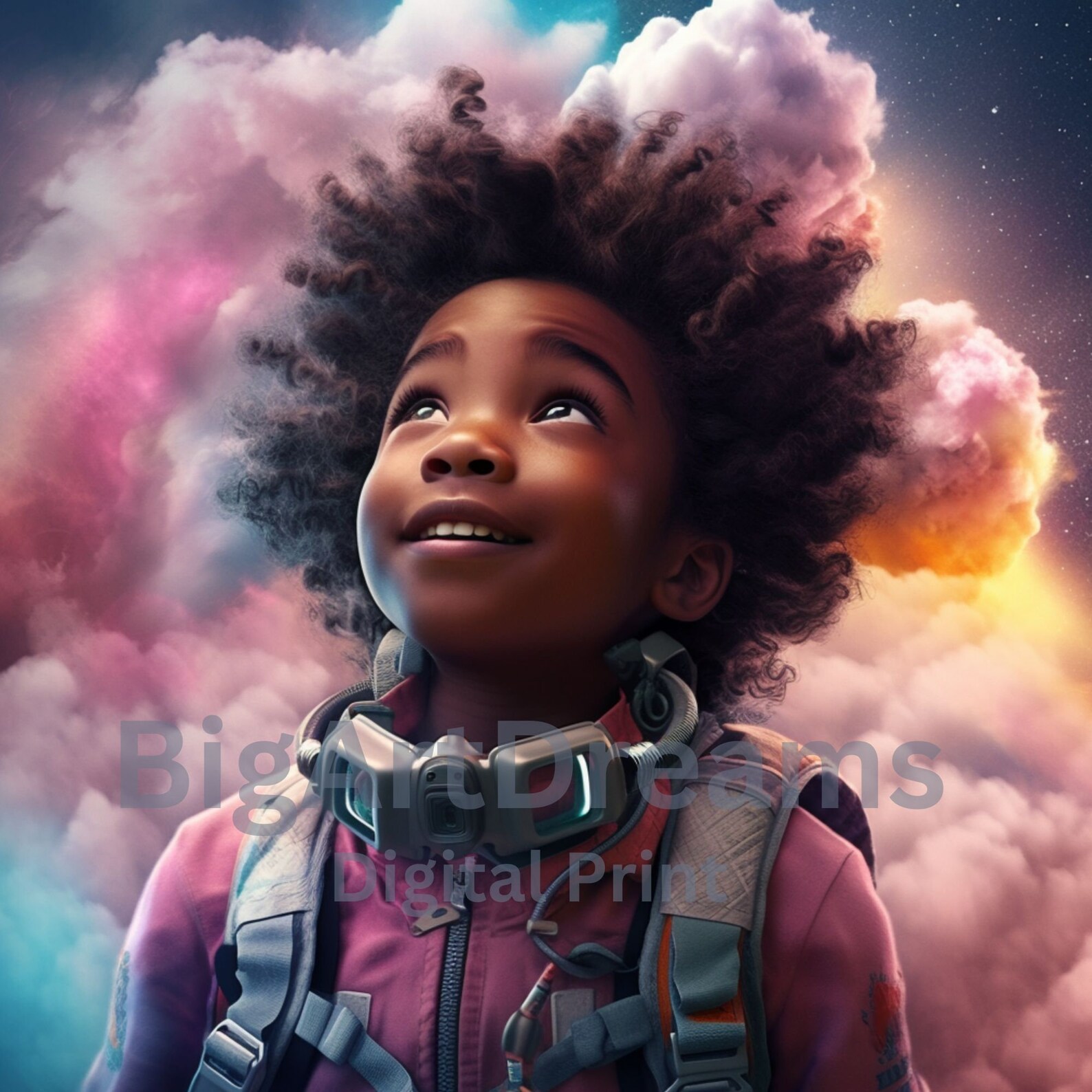 Space Girl, Astronaut, Ai Art, Digital Download, Beautiful Melanin Girl ...