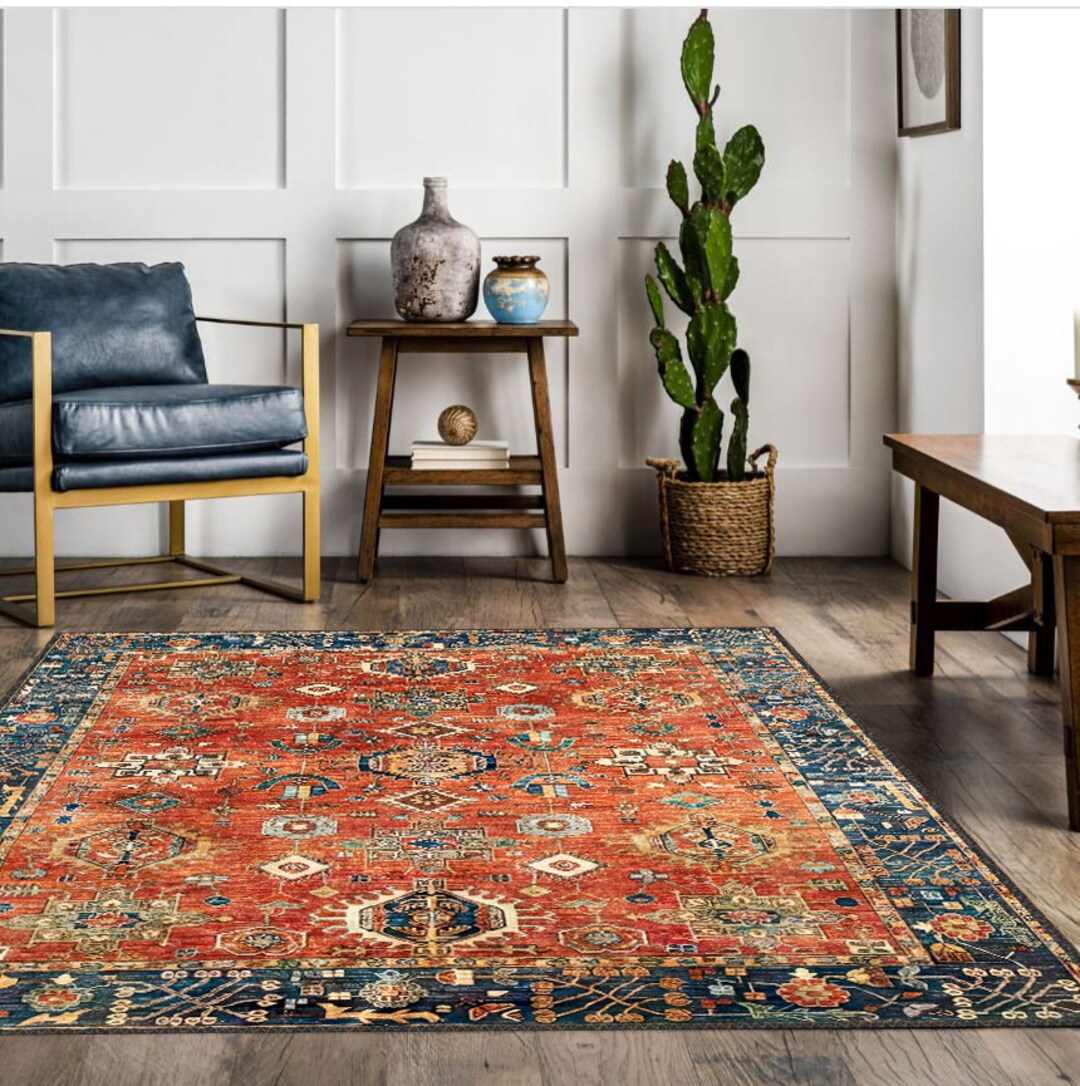 RED PERSİAN STYLE Rug, Red Oriental Rug 8x10, Red Persian Style Antique ...