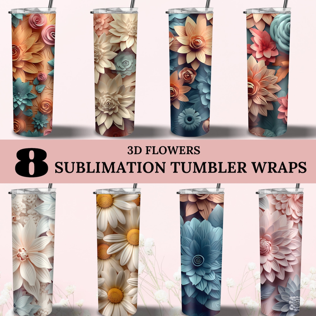 3D Floral Patterns Bundle, 8+ Sublimation Designs for 20 Oz Skinny ...