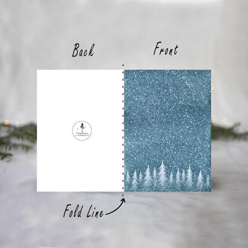 Snowy Forest Card, Winter Night, Christmas Card, Holiday - Etsy