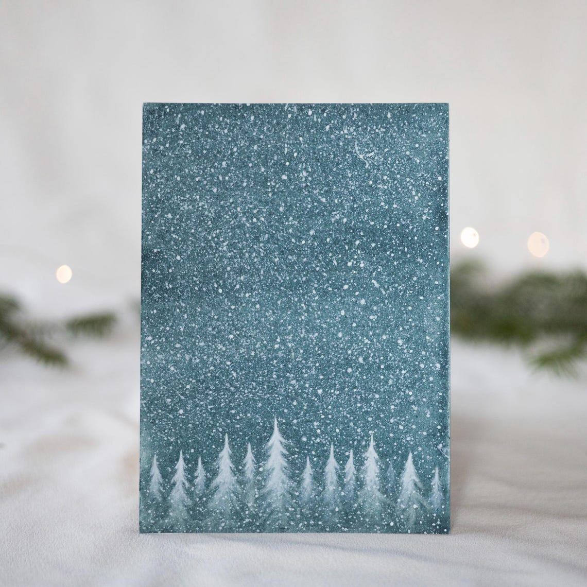 Snowy Forest Card, Winter Night, Christmas Card, Holiday - Etsy