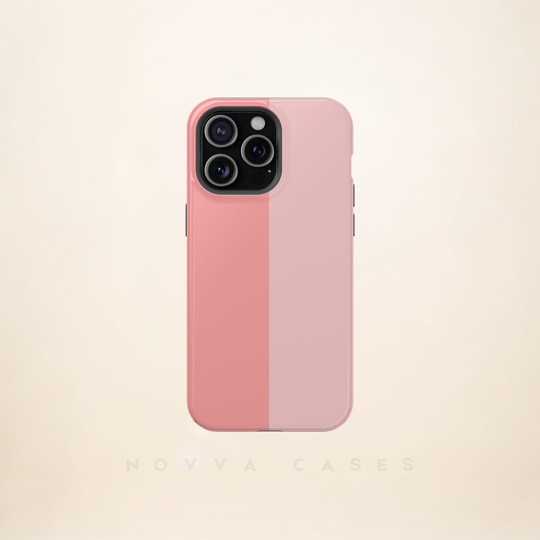 Pink Duo Tone Phone Case: Impact Resistant, Minimalist Design - Etsy