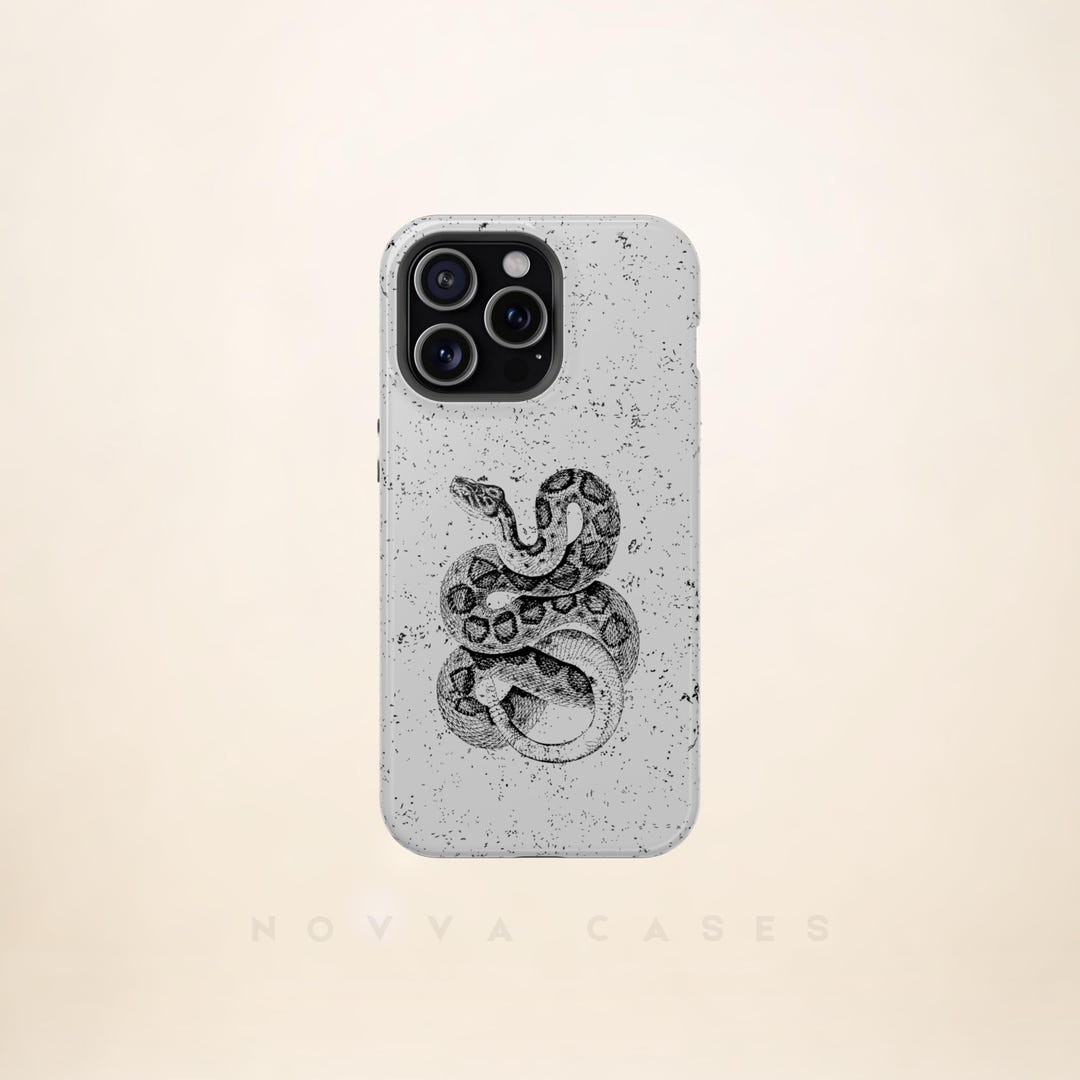 Black and Grey Snake Phone Case for iPhone 11 13 14 15 iPhone 12 Mini ...