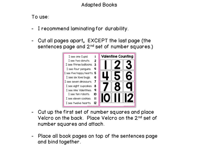 Valentine Counting Adapted Book - Etsy