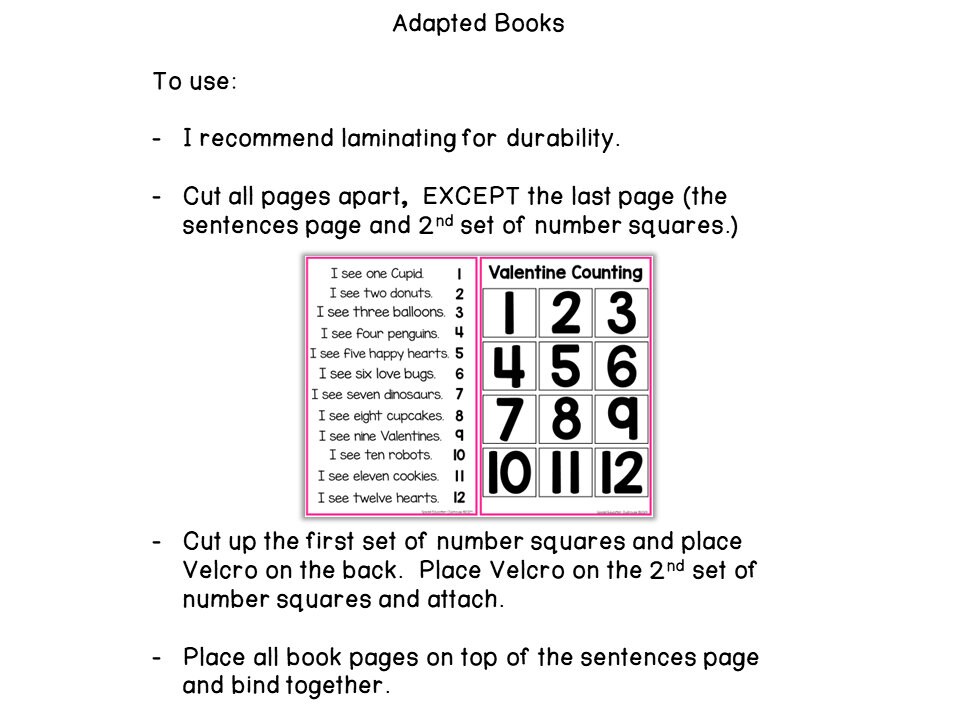 Valentine Counting Adapted Book - Etsy